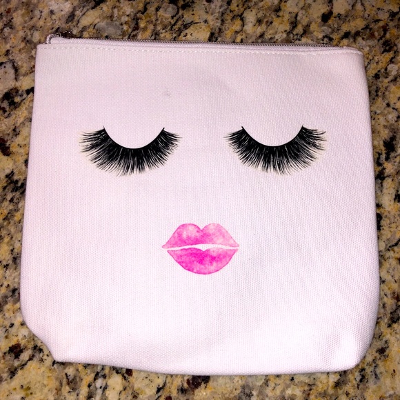 RapidLash | Bags | 55 White Makeup Bag With Black Lashes And Hot Pink ...